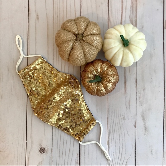 Accessories | Gold Sequin Fancy Facecover | Poshmark